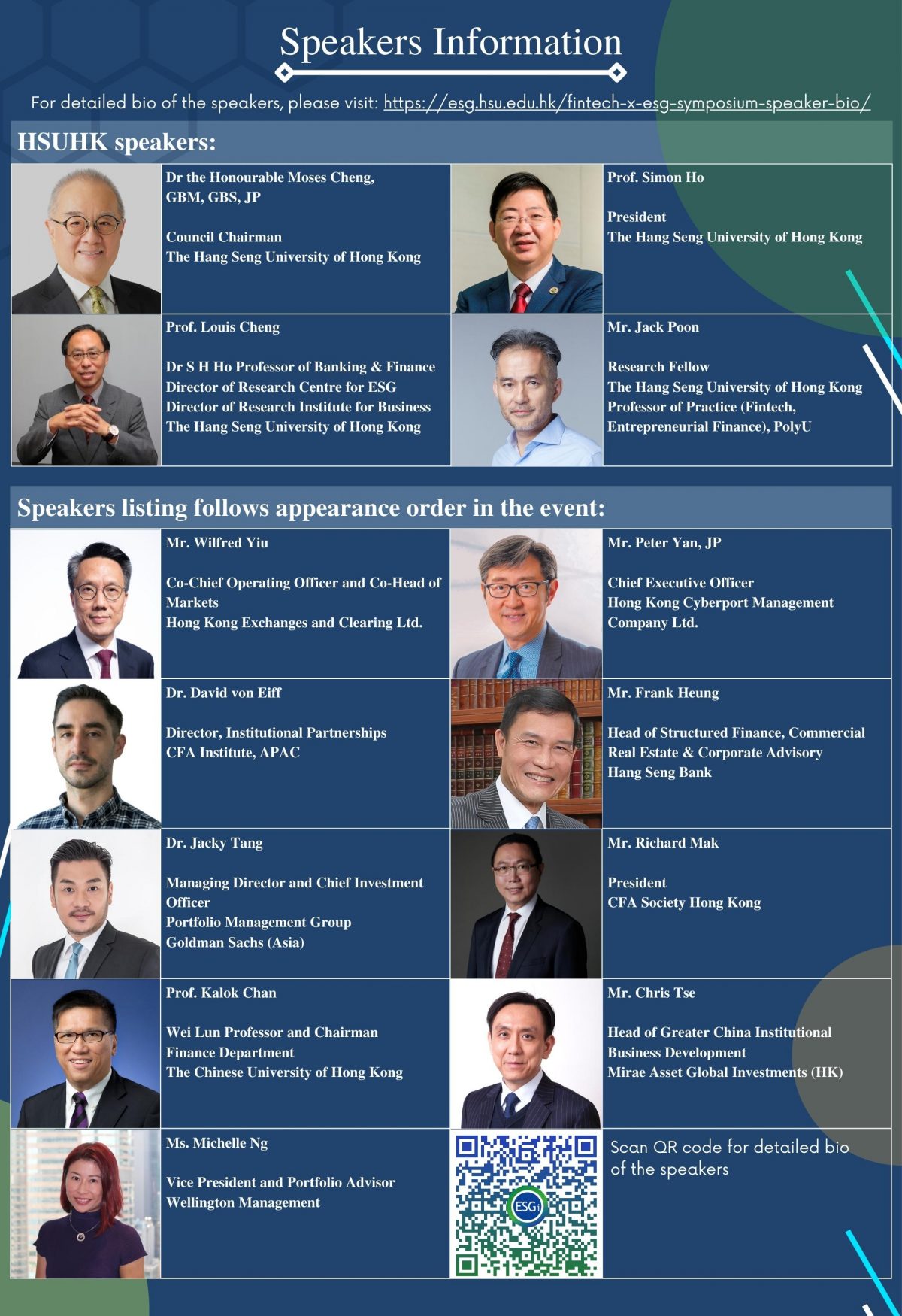 Fintech X ESG Symposium speaker bio - Research Centre for ESG