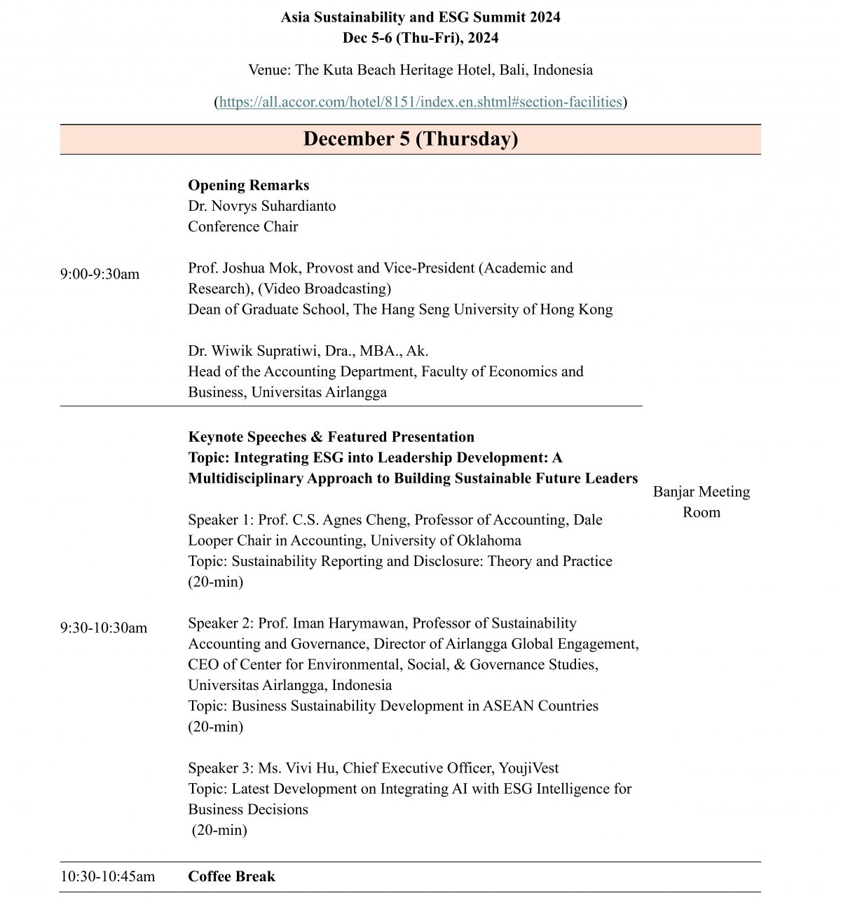 Rundown & Keynote Speakers - Research Centre for ESG