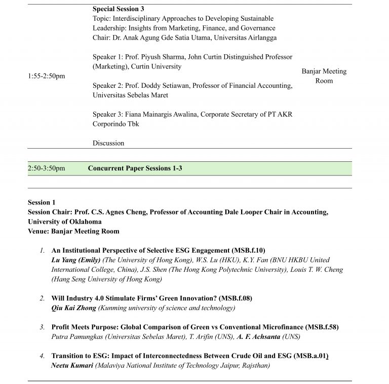 Rundown & Keynote Speakers - Research Centre for ESG