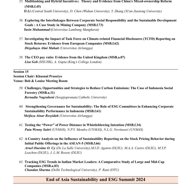 Rundown & Keynote Speakers - Research Centre for ESG